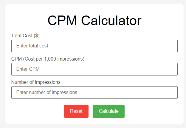 CPM Calculator | Calculate CPM, Impressions & Cost